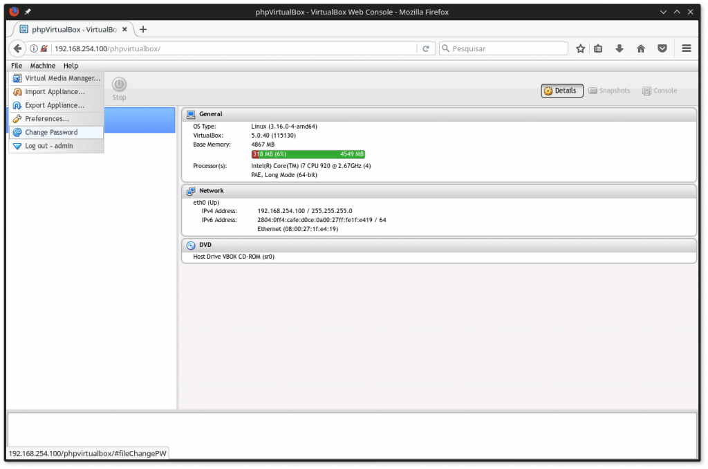Gerencie suas máquinas virtuais do VirtualBox via Web #phpVirtualBox - Remontti